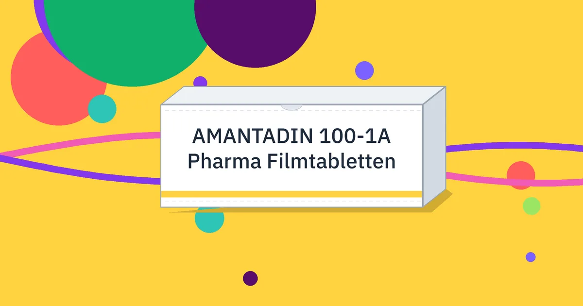 Symbolbild: Packung mit der Aufschrift AMANTADIN 100-1A Pharma Filmtabletten (PZN 09081224) – Verfügbarkeit und Bezug in Apotheken in Frankfurt am Main