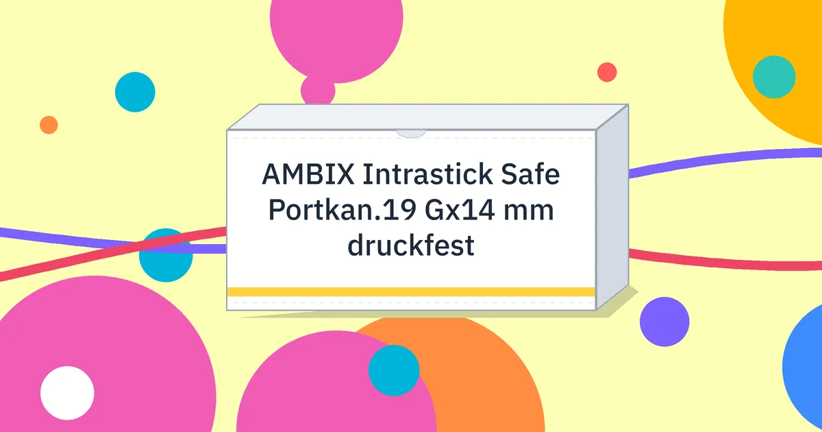 Symbolbild: Packung mit der Aufschrift AMBIX Intrastick Safe Portkan.19 Gx14 mm druckfest (PZN 10116643) – Verfügbarkeit und Bezug in Apotheken in Frankfurt am Main