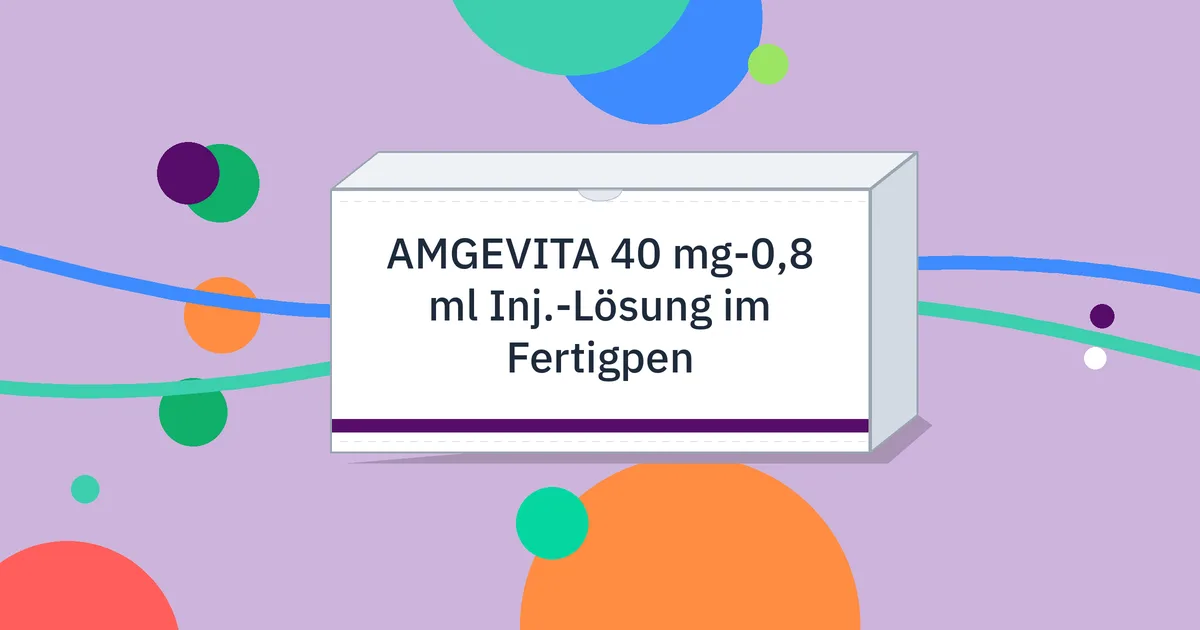 Symbolbild: Packung mit der Aufschrift AMGEVITA 40 mg-0,8 ml Inj.-Lösung im Fertigpen (PZN 15395493) – Verfügbarkeit und Bezug in Apotheken in Frankfurt am Main