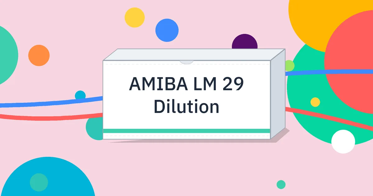 Symbolbild: Packung mit der Aufschrift AMIBA LM 29 Dilution (PZN 13318755) – Verfügbarkeit und Bezug in Apotheken in Frankfurt am Main