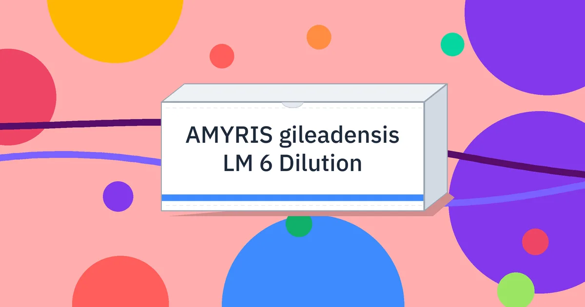 Symbolbild: Packung mit der Aufschrift AMYRIS gileadensis LM 6 Dilution (PZN 13326884) – Verfügbarkeit und Bezug in Apotheken in Frankfurt am Main