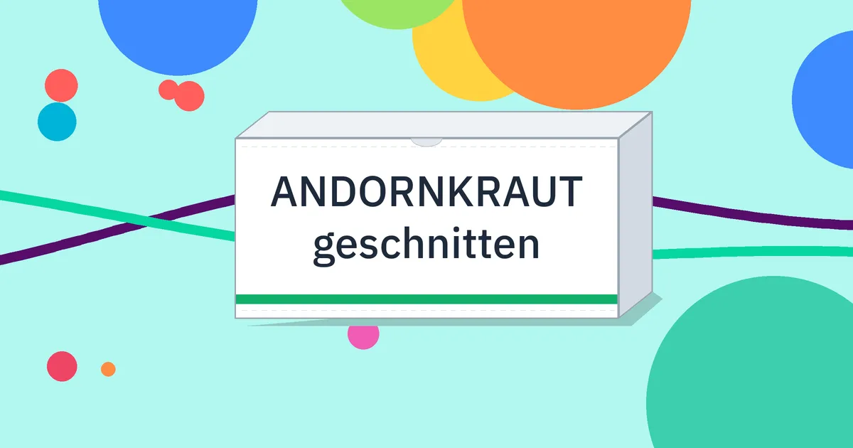 Symbolbild: Packung mit der Aufschrift ANDORNKRAUT geschnitten (PZN 16324928) – Verfügbarkeit und Bezug in Apotheken in Frankfurt am Main