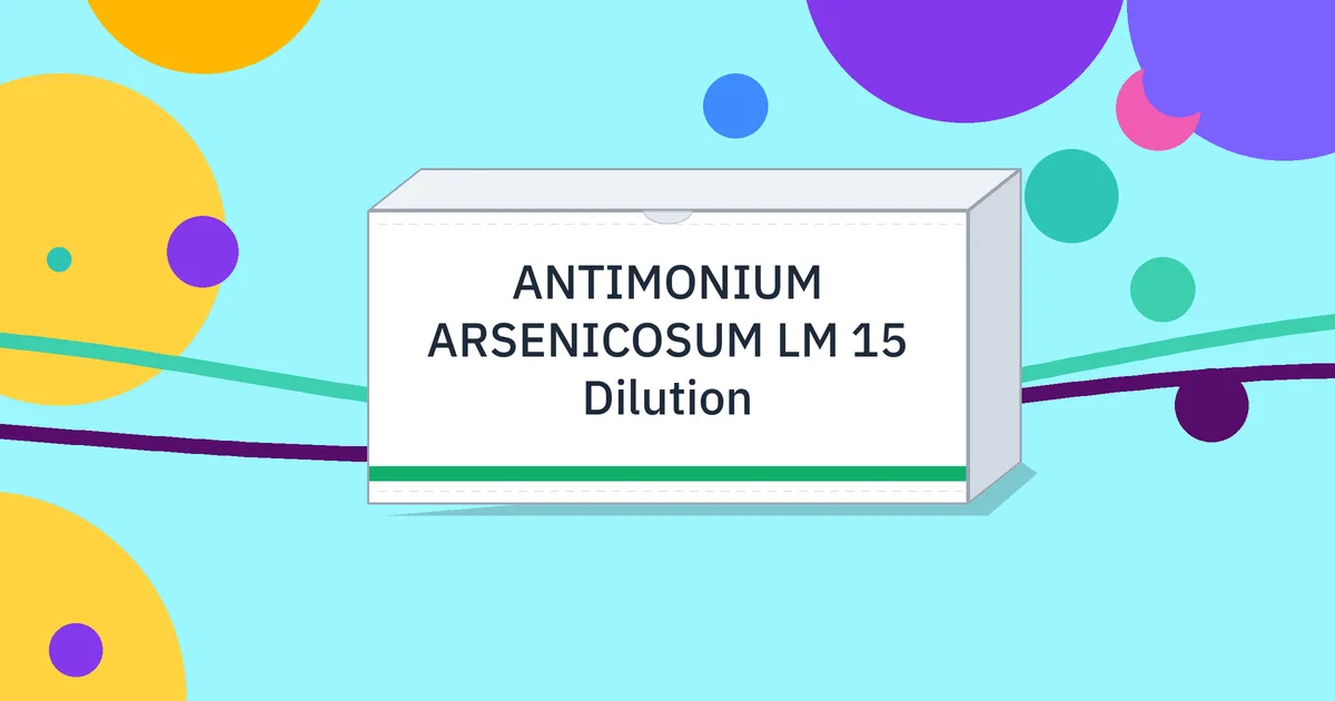 Symbolbild: Packung mit der Aufschrift ANTIMONIUM ARSENICOSUM LM 15 Dilution (PZN 13372192) – Verfügbarkeit und Bezug in Apotheken in Frankfurt am Main