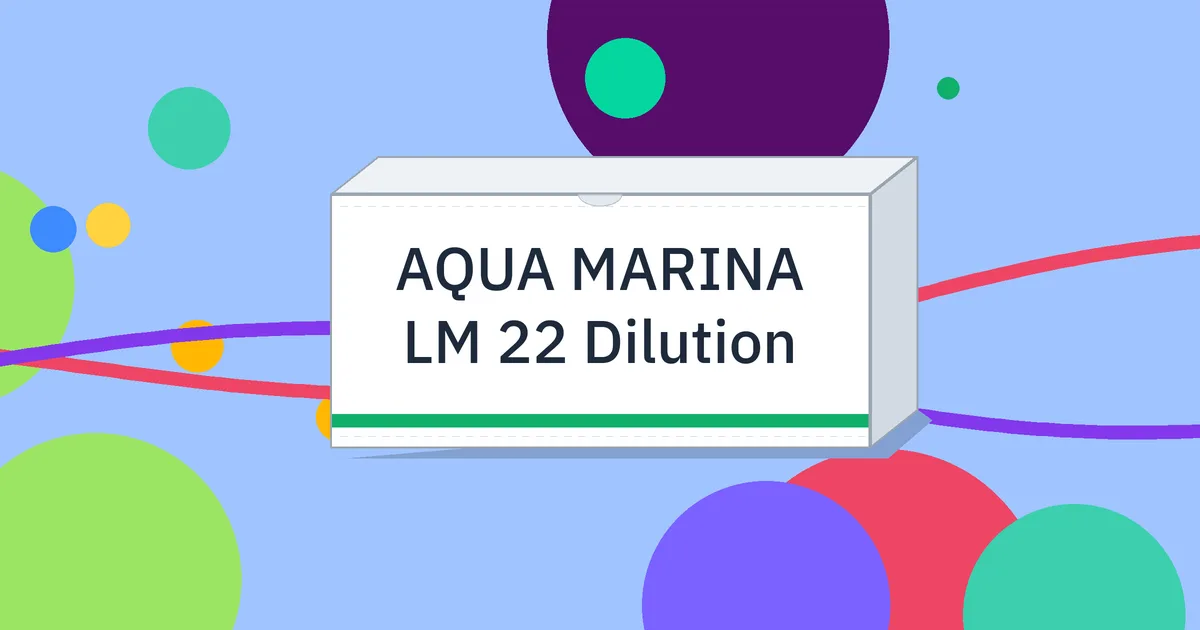 Symbolbild: Packung mit der Aufschrift AQUA MARINA LM 22 Dilution (PZN 12765618) – Verfügbarkeit und Bezug in Apotheken in Frankfurt am Main