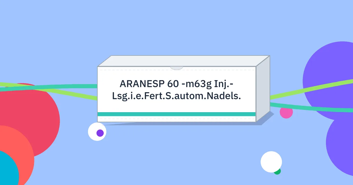 Symbolbild: Packung mit der Aufschrift ARANESP 60 -m63g Inj.-Lsg.i.e.Fert.S.autom.Nadels. (PZN 11523221) – Verfügbarkeit und Bezug in Apotheken in Frankfurt am Main