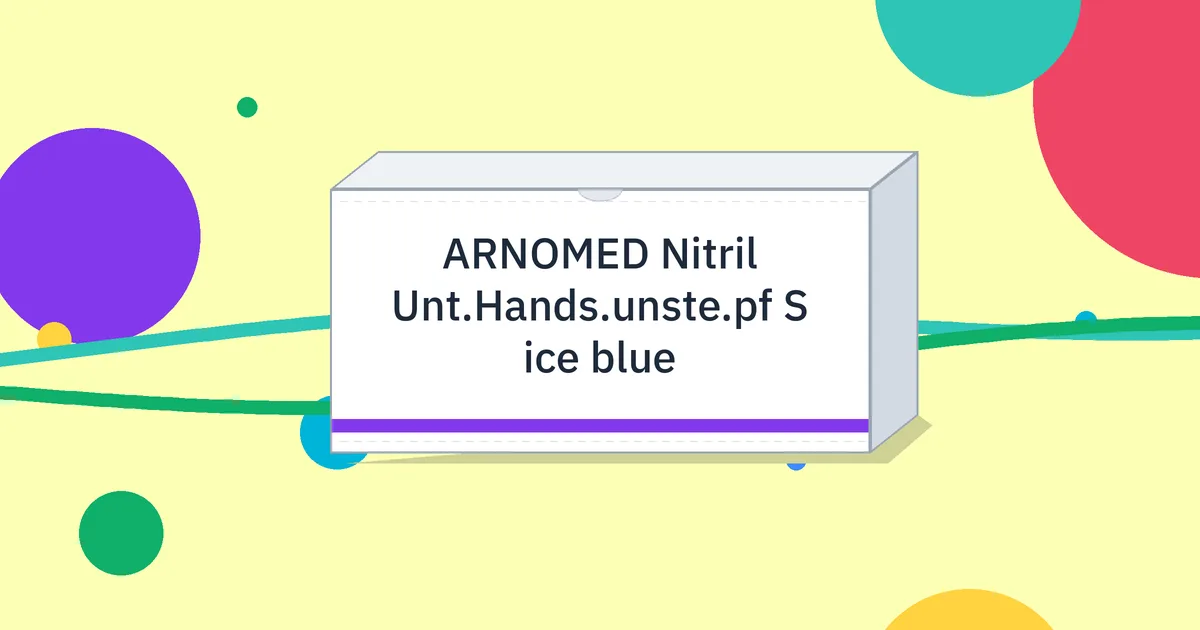 Symbolbild: Packung mit der Aufschrift ARNOMED Nitril Unt.Hands.unste.pf S ice blue (PZN 18136680) – Verfügbarkeit und Bezug in Apotheken in Frankfurt am Main