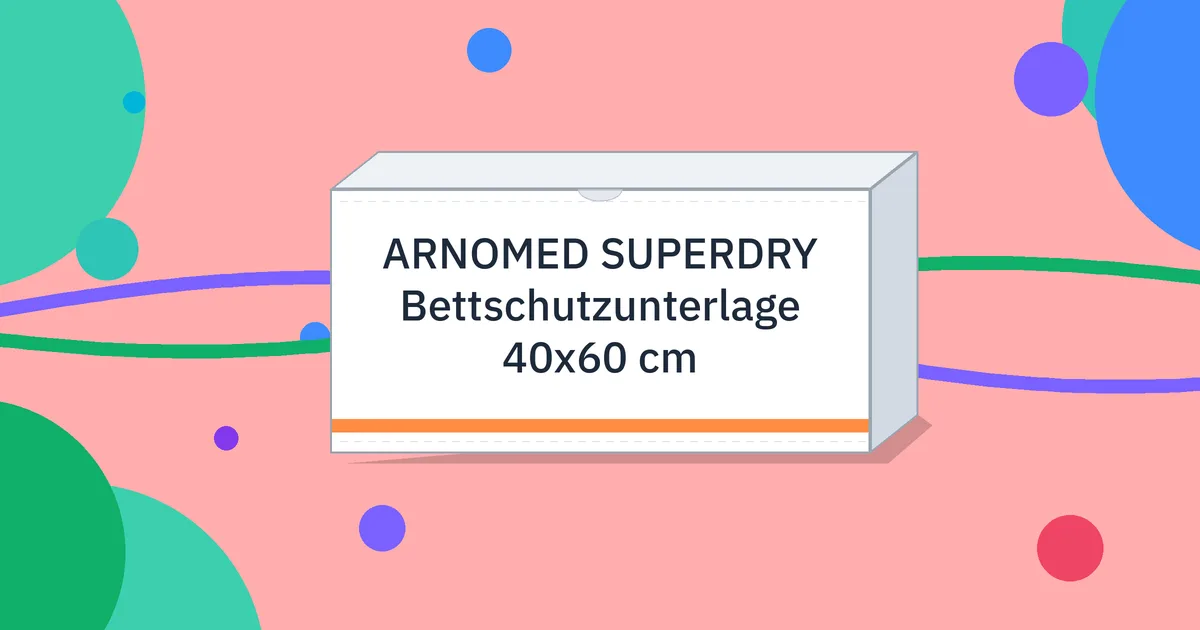 Symbolbild: Packung mit der Aufschrift ARNOMED SUPERDRY Bettschutzunterlage 40x60 cm (PZN 19462861) – Verfügbarkeit und Bezug in Apotheken in Frankfurt am Main