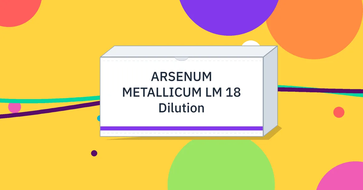 Symbolbild: Packung mit der Aufschrift ARSENUM METALLICUM LM 18 Dilution (PZN 12779402) – Verfügbarkeit und Bezug in Apotheken in Frankfurt am Main