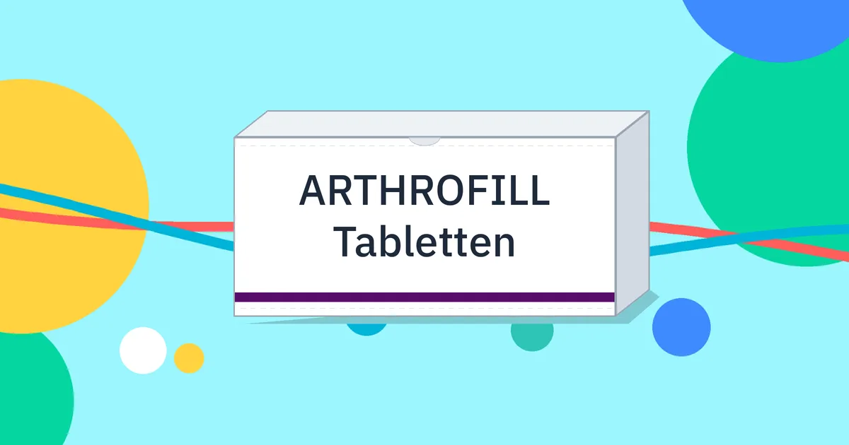 Symbolbild: Packung mit der Aufschrift ARTHROFILL Tabletten (PZN 10746054) – Verfügbarkeit und Bezug in Apotheken in Frankfurt am Main