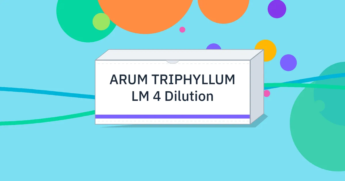 Symbolbild: Packung mit der Aufschrift ARUM TRIPHYLLUM LM 4 Dilution (PZN 12780606) – Verfügbarkeit und Bezug in Apotheken in Frankfurt am Main