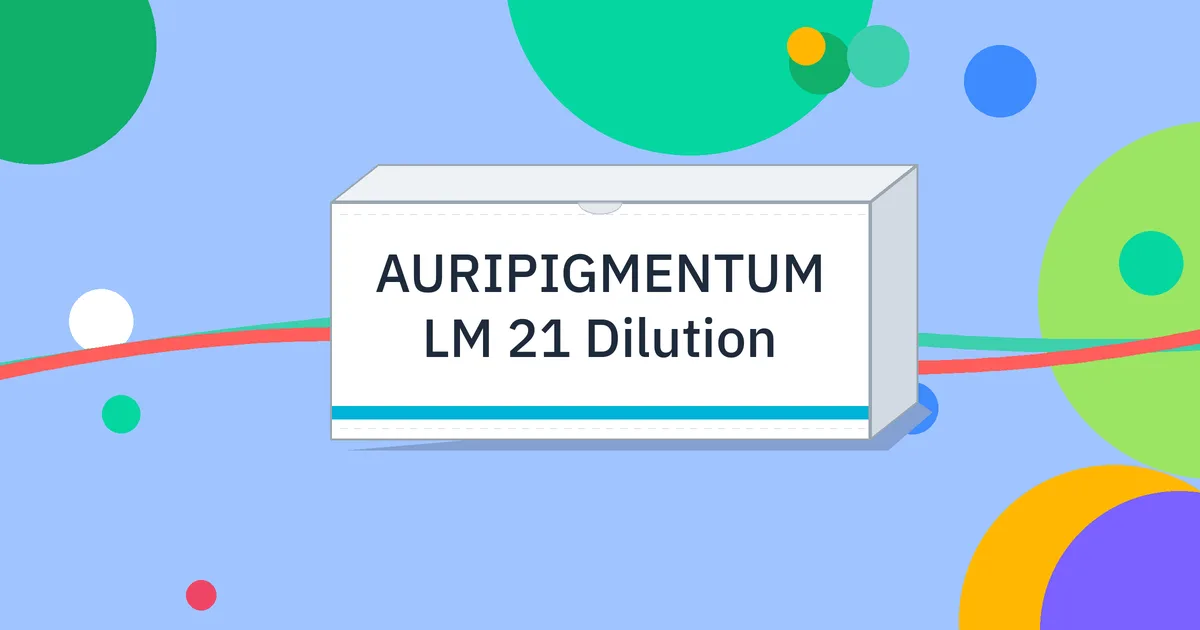 Symbolbild: Packung mit der Aufschrift AURIPIGMENTUM LM 21 Dilution (PZN 12783065) – Verfügbarkeit und Bezug in Apotheken in Frankfurt am Main