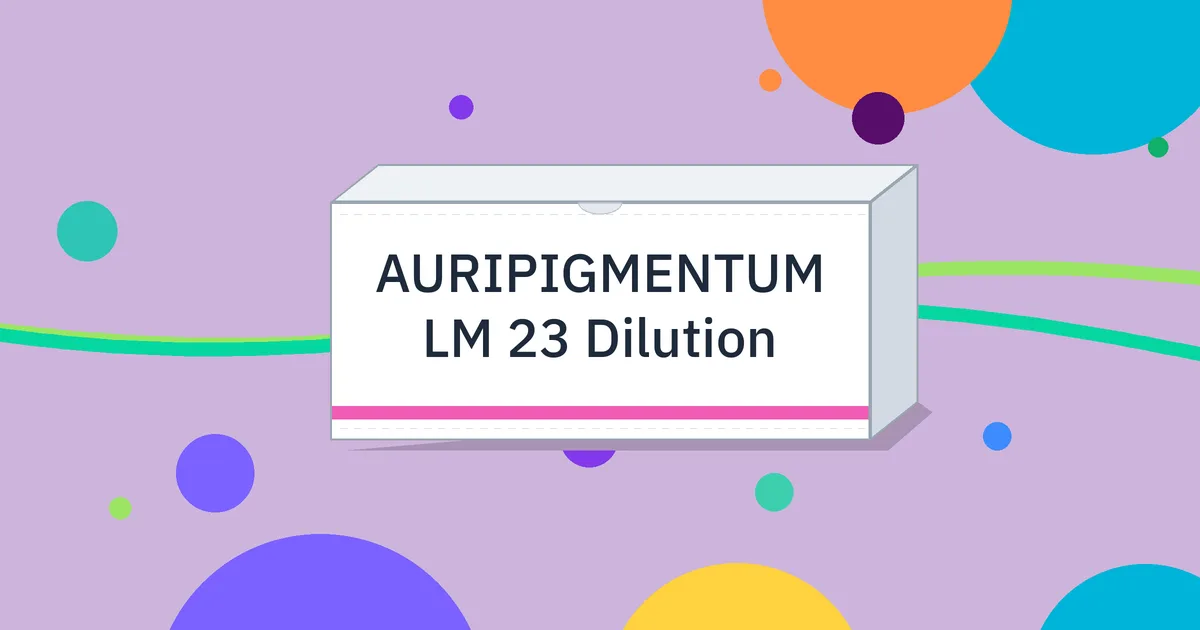Symbolbild: Packung mit der Aufschrift AURIPIGMENTUM LM 23 Dilution (PZN 12783088) – Verfügbarkeit und Bezug in Apotheken in Frankfurt am Main