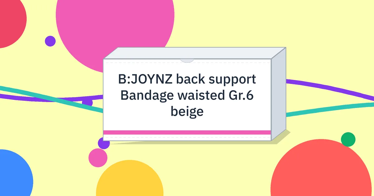 Symbolbild: Packung mit der Aufschrift B:JOYNZ back support Bandage waisted Gr.6 beige (PZN 20522077) – Verfügbarkeit und Bezug in Apotheken in Frankfurt am Main
