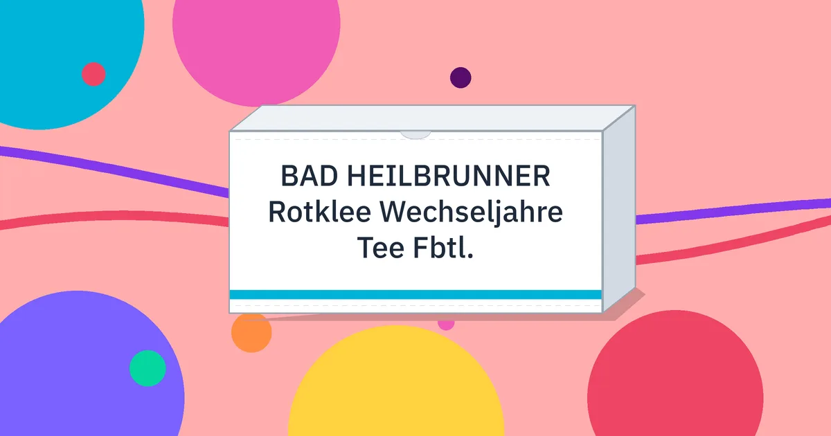 Symbolbild: Packung mit der Aufschrift BAD HEILBRUNNER Rotklee Wechseljahre Tee Fbtl. (PZN 19204892) – Verfügbarkeit und Bezug in Apotheken in Frankfurt am Main