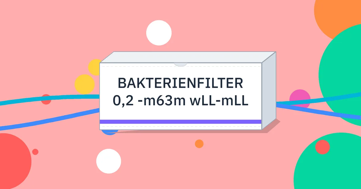 Symbolbild: Packung mit der Aufschrift BAKTERIENFILTER 0,2 -m63m wLL-mLL (PZN 18796525) – Verfügbarkeit und Bezug in Apotheken in Frankfurt am Main