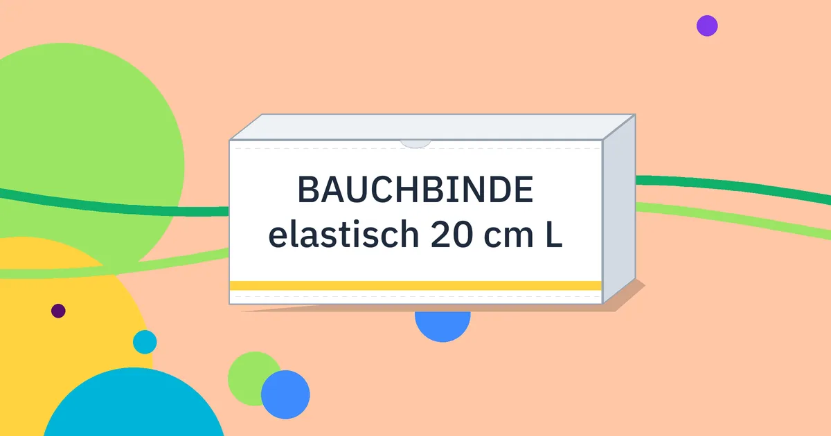 Symbolbild: Packung mit der Aufschrift BAUCHBINDE elastisch 20 cm L (PZN 19070517) – Verfügbarkeit und Bezug in Apotheken in Frankfurt am Main