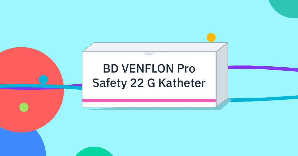 Symbolbild: Packung mit der Aufschrift BD VENFLON Pro Safety 22 G Katheter (PZN 13416162) – Verfügbarkeit und Bezug in Apotheken in Frankfurt am Main