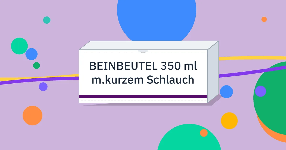 Symbolbild: Packung mit der Aufschrift BEINBEUTEL 350 ml m.kurzem Schlauch (PZN 05878138) – Verfügbarkeit und Bezug in Apotheken in Frankfurt am Main