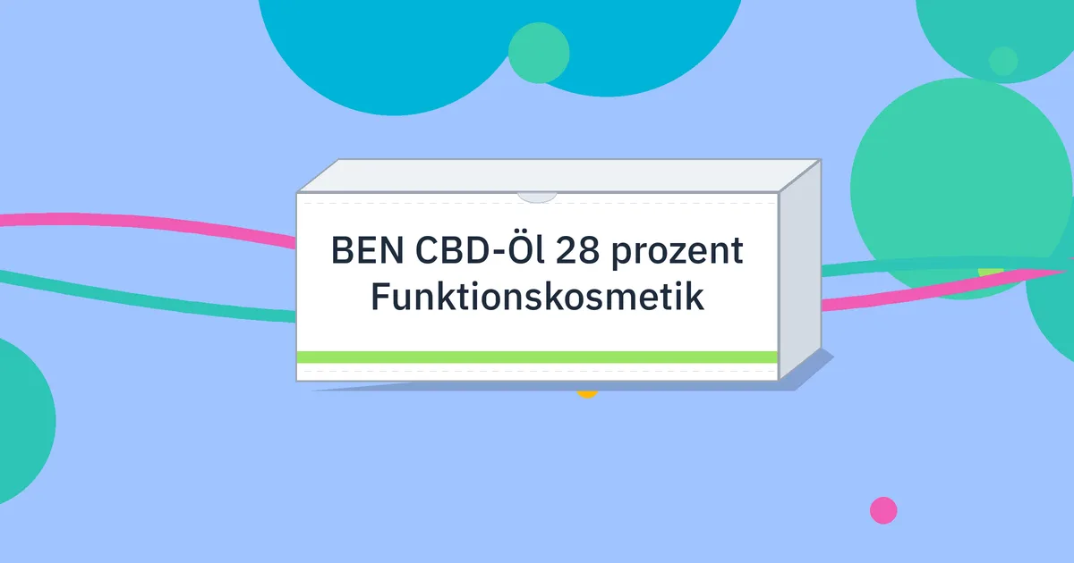 Symbolbild: Packung mit der Aufschrift BEN CBD-Öl 28 prozent Funktionskosmetik (PZN 19269756) – Verfügbarkeit und Bezug in Apotheken in Frankfurt am Main