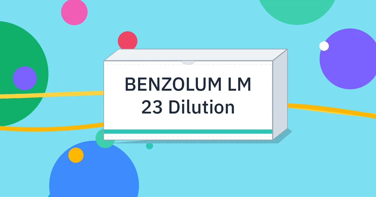 Symbolbild: Packung mit der Aufschrift BENZOLUM LM 23 Dilution (PZN 12792590) – Verfügbarkeit und Bezug in Apotheken in Frankfurt am Main