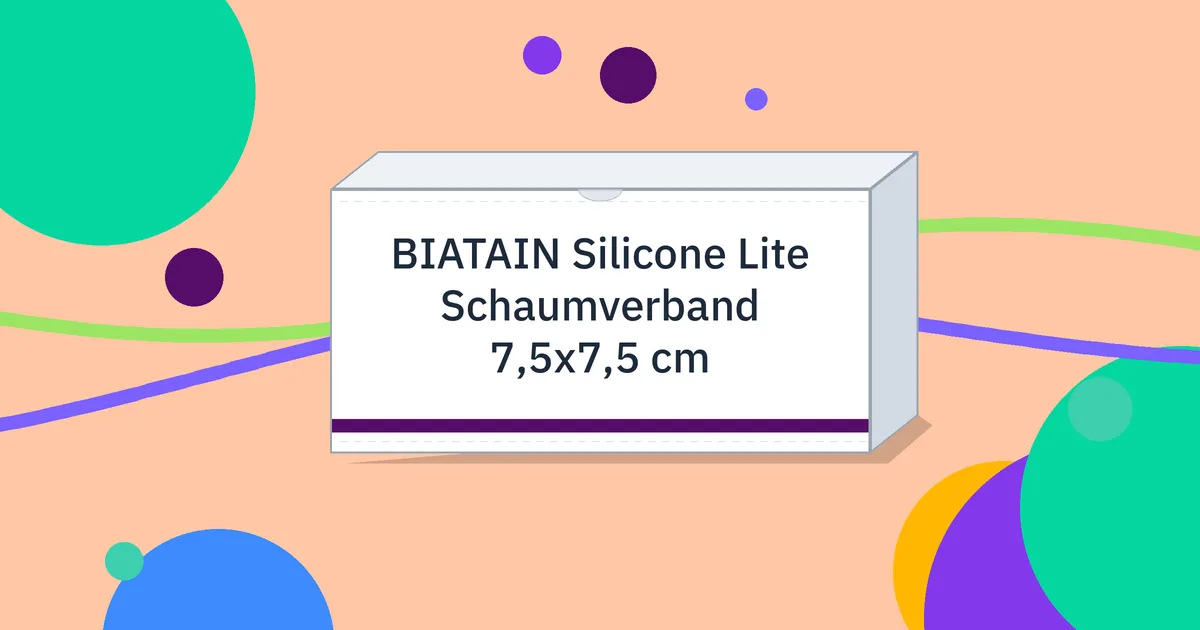 Symbolbild: Packung mit der Aufschrift BIATAIN Silicone Lite Schaumverband 7,5x7,5 cm (PZN 19348208) – Verfügbarkeit und Bezug in Apotheken in Frankfurt am Main