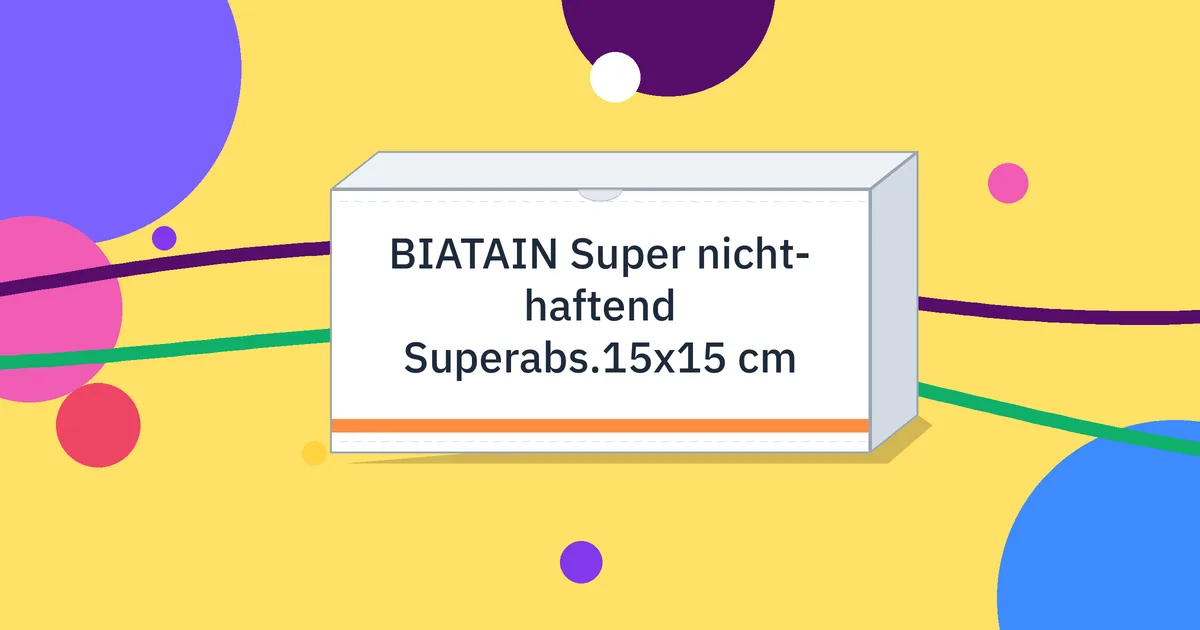 Symbolbild: Packung mit der Aufschrift BIATAIN Super nicht-haftend Superabs.15x15 cm (PZN 11159873) – Verfügbarkeit und Bezug in Apotheken in Frankfurt am Main