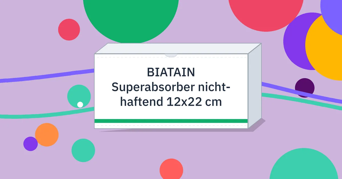 Symbolbild: Packung mit der Aufschrift BIATAIN Superabsorber nicht-haftend 12x22 cm (PZN 19768353) – Verfügbarkeit und Bezug in Apotheken in Frankfurt am Main