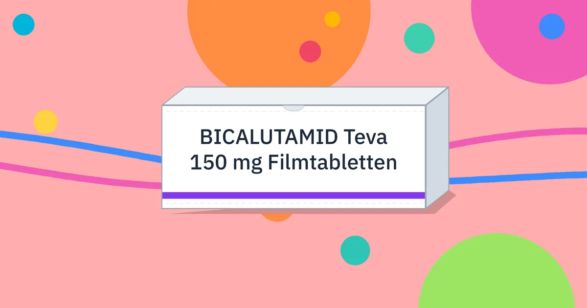 Symbolbild: Packung mit der Aufschrift BICALUTAMID Teva 150 mg Filmtabletten (PZN 19284980) – Verfügbarkeit und Bezug in Apotheken in Frankfurt am Main