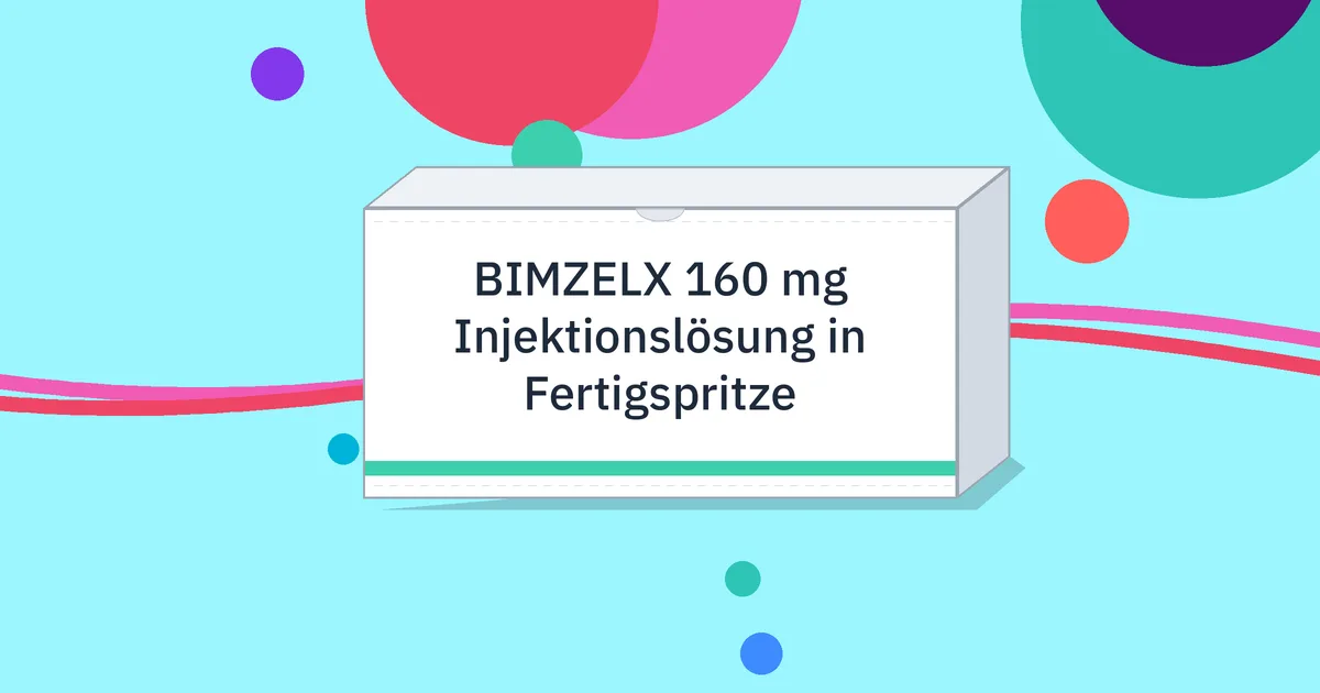 Symbolbild: Packung mit der Aufschrift BIMZELX 160 mg Injektionslösung in Fertigspritze (PZN 18493279) – Verfügbarkeit und Bezug in Apotheken in Frankfurt am Main