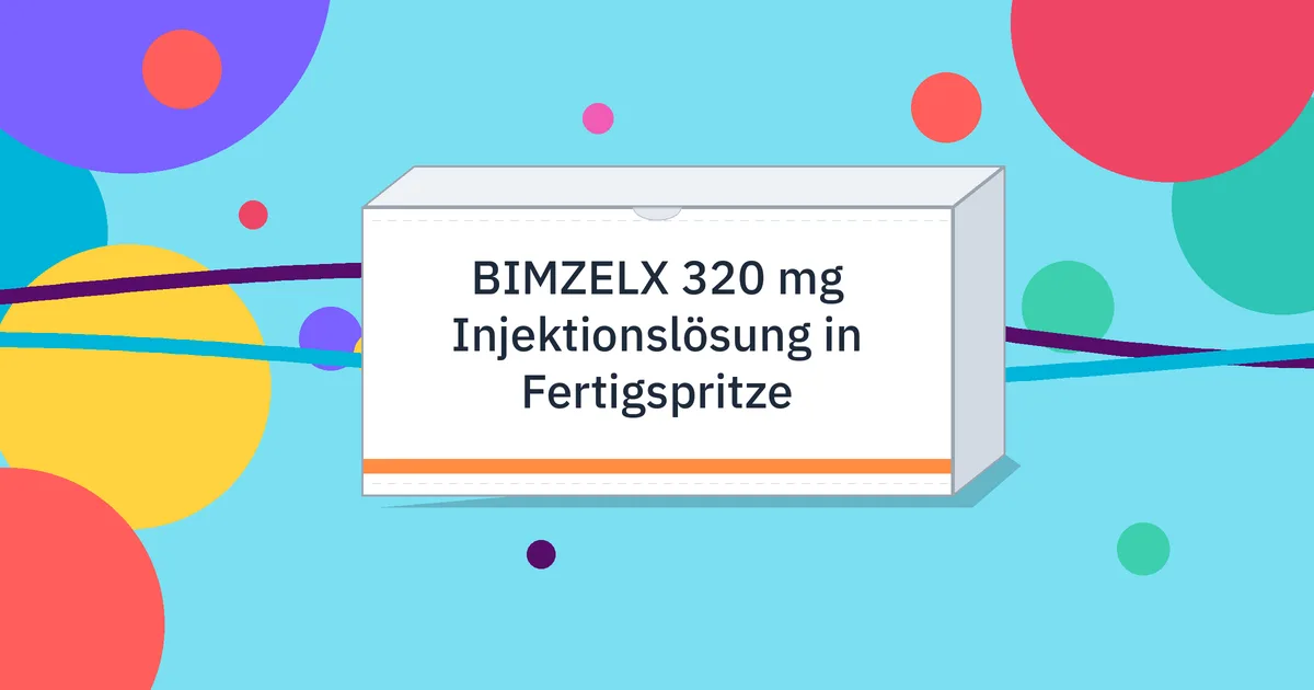 Symbolbild: Packung mit der Aufschrift BIMZELX 320 mg Injektionslösung in Fertigspritze (PZN 20001102) – Verfügbarkeit und Bezug in Apotheken in Frankfurt am Main