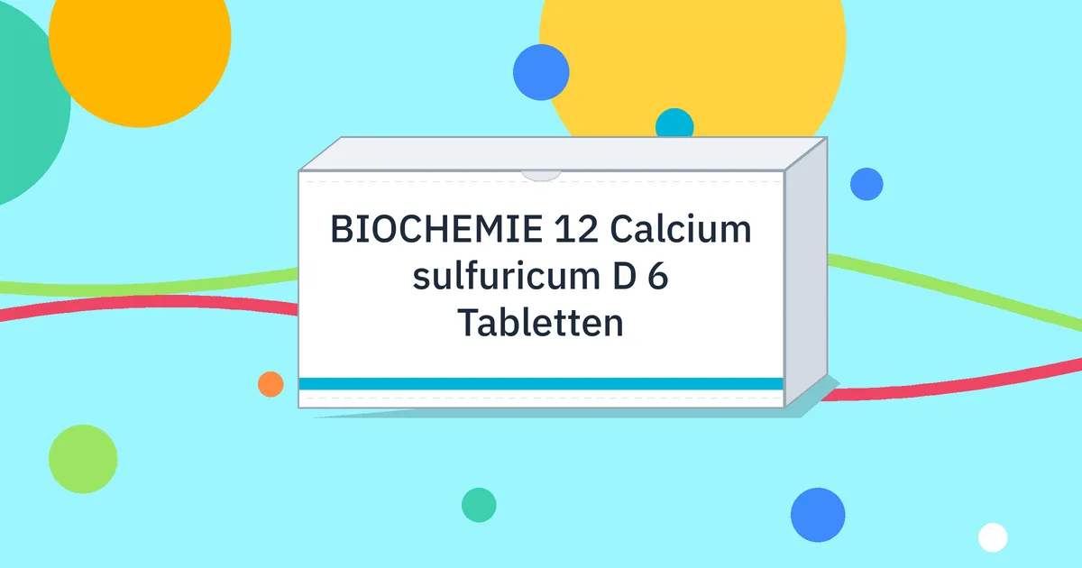 Symbolbild: Packung mit der Aufschrift BIOCHEMIE 12 Calcium sulfuricum D 6 Tabletten (PZN 01073900) – Verfügbarkeit und Bezug in Apotheken in Frankfurt am Main