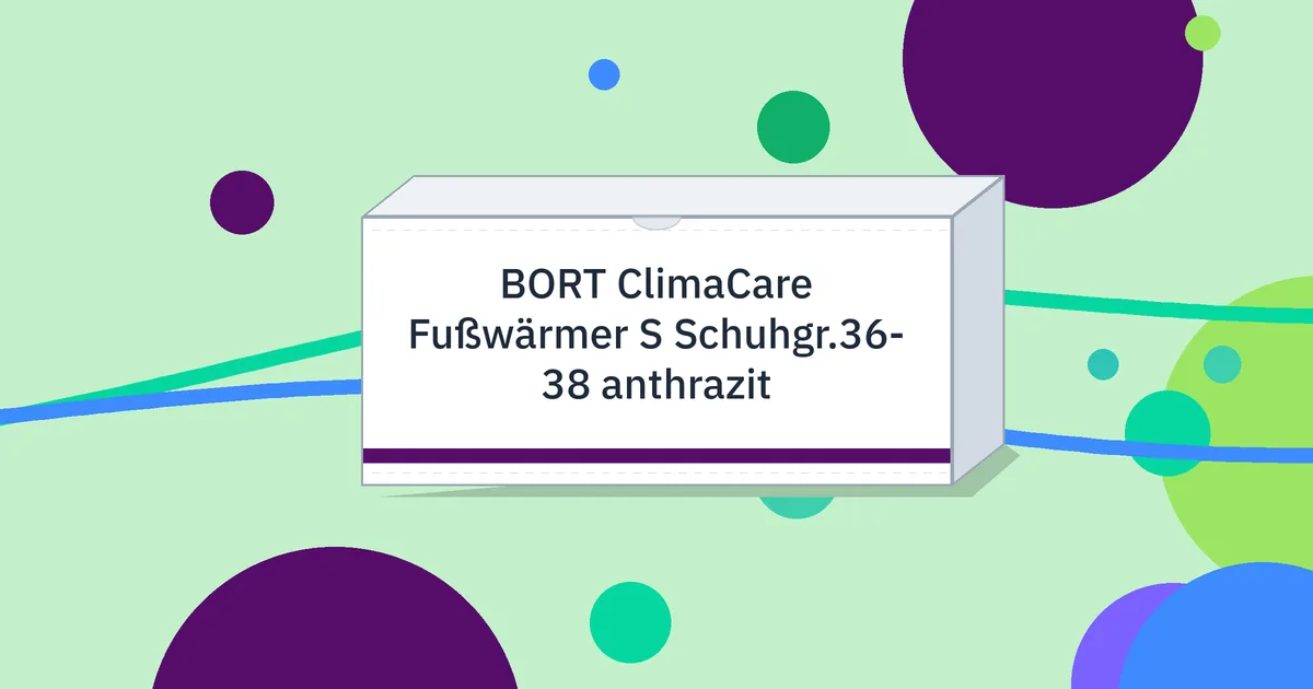 Symbolbild: Packung mit der Aufschrift BORT ClimaCare Fußwärmer S Schuhgr.36-38 anthrazit (PZN 18094929) – Verfügbarkeit und Bezug in Apotheken in Frankfurt am Main
