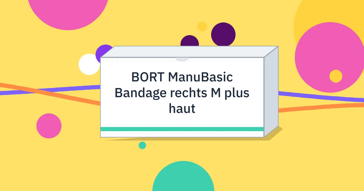 Symbolbild: Packung mit der Aufschrift BORT ManuBasic Bandage rechts M plus haut (PZN 16317696) – Verfügbarkeit und Bezug in Apotheken in Frankfurt am Main