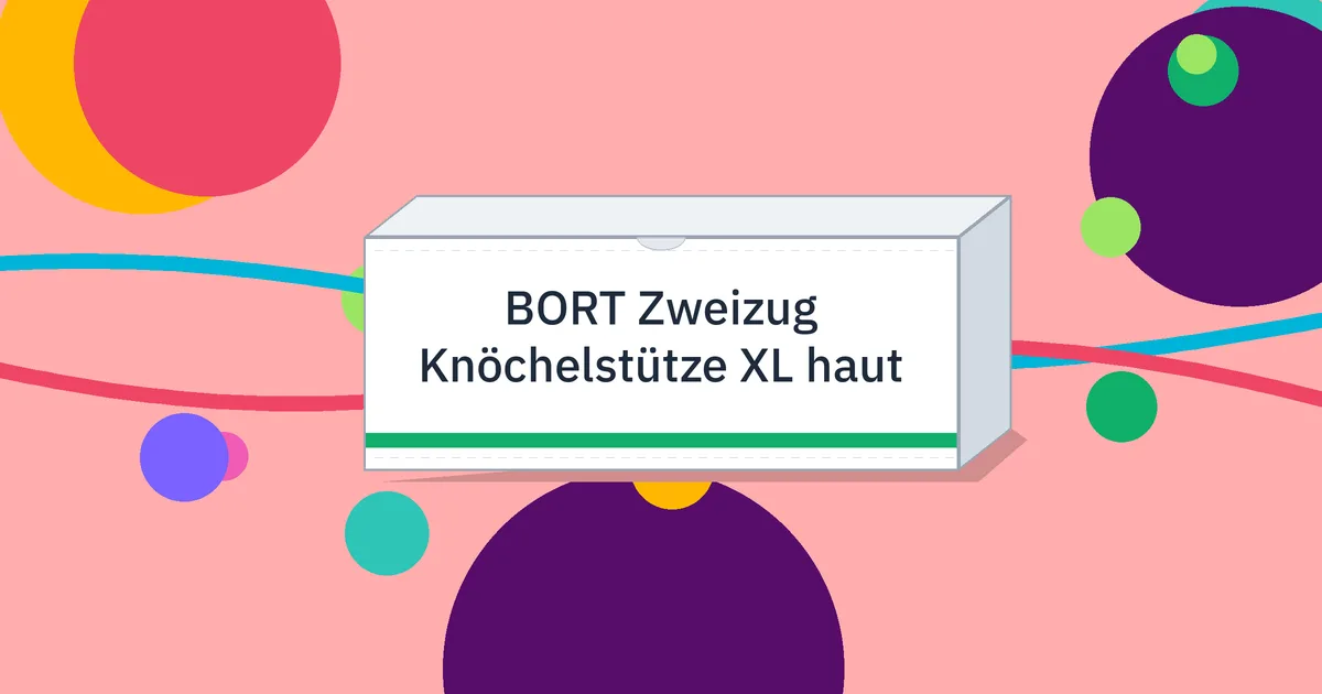Symbolbild: Packung mit der Aufschrift BORT Zweizug Knöchelstütze XL haut (PZN 02546743) – Verfügbarkeit und Bezug in Apotheken in Frankfurt am Main