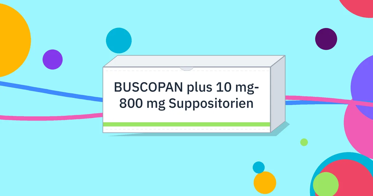 Symbolbild: Packung mit der Aufschrift BUSCOPAN plus 10 mg-800 mg Suppositorien (PZN 17920911) – Verfügbarkeit und Bezug in Apotheken in Frankfurt am Main
