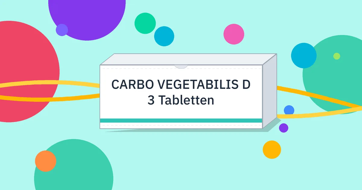 Symbolbild: Packung mit der Aufschrift CARBO VEGETABILIS D 3 Tabletten (PZN 01763881) – Verfügbarkeit und Bezug in Apotheken in Frankfurt am Main