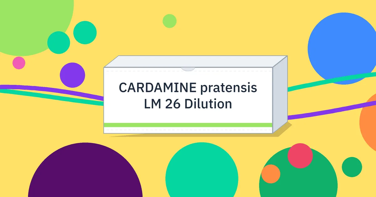 Symbolbild: Packung mit der Aufschrift CARDAMINE pratensis LM 26 Dilution (PZN 13429302) – Verfügbarkeit und Bezug in Apotheken in Frankfurt am Main