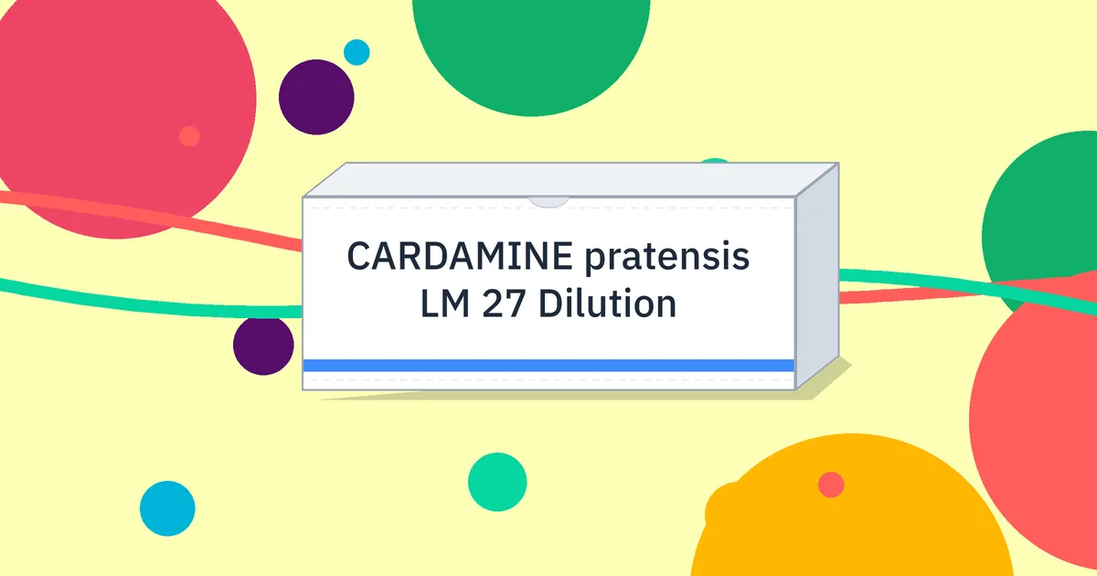 Symbolbild: Packung mit der Aufschrift CARDAMINE pratensis LM 27 Dilution (PZN 13429319) – Verfügbarkeit und Bezug in Apotheken in Frankfurt am Main