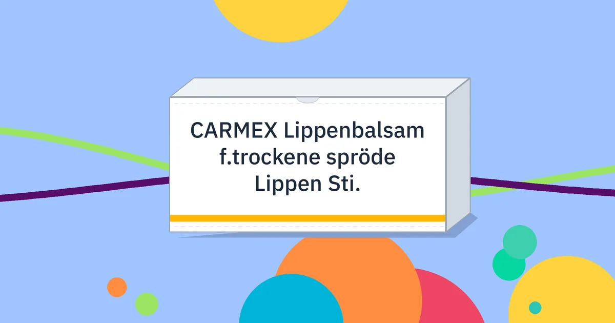 Symbolbild: Packung mit der Aufschrift CARMEX Lippenbalsam f.trockene spröde Lippen Sti. (PZN 04521948) – Verfügbarkeit und Bezug in Apotheken in Frankfurt am Main