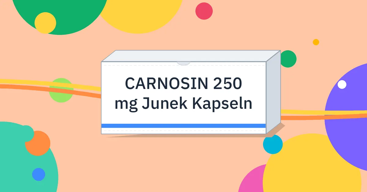 Symbolbild: Packung mit der Aufschrift CARNOSIN 250 mg Junek Kapseln (PZN 00985467) – Verfügbarkeit und Bezug in Apotheken in Frankfurt am Main