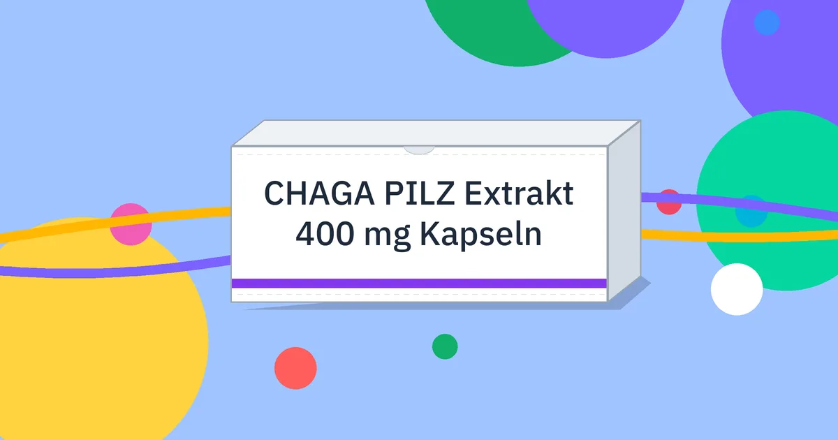Symbolbild: Packung mit der Aufschrift CHAGA PILZ Extrakt 400 mg Kapseln (PZN 10008416) – Verfügbarkeit und Bezug in Apotheken in Frankfurt am Main