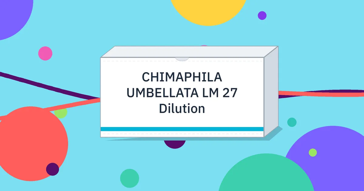Symbolbild: Packung mit der Aufschrift CHIMAPHILA UMBELLATA LM 27 Dilution (PZN 12813530) – Verfügbarkeit und Bezug in Apotheken in Frankfurt am Main