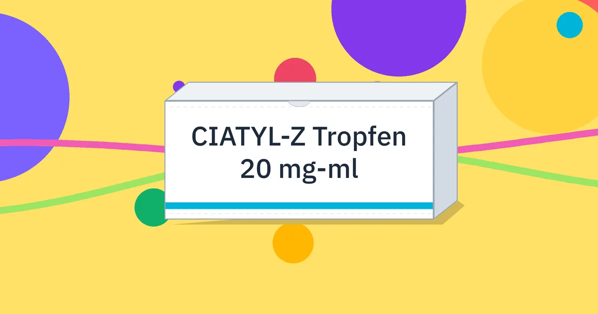 Symbolbild: Packung mit der Aufschrift CIATYL-Z Tropfen 20 mg-ml (PZN 17580266) – Verfügbarkeit und Bezug in Apotheken in Frankfurt am Main