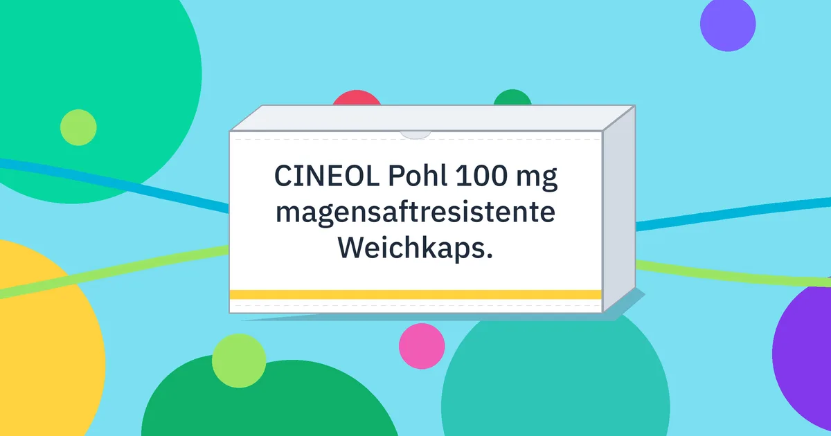 Symbolbild: Packung mit der Aufschrift CINEOL Pohl 100 mg magensaftresistente Weichkaps. (PZN 20030003) – Verfügbarkeit und Bezug in Apotheken in Frankfurt am Main