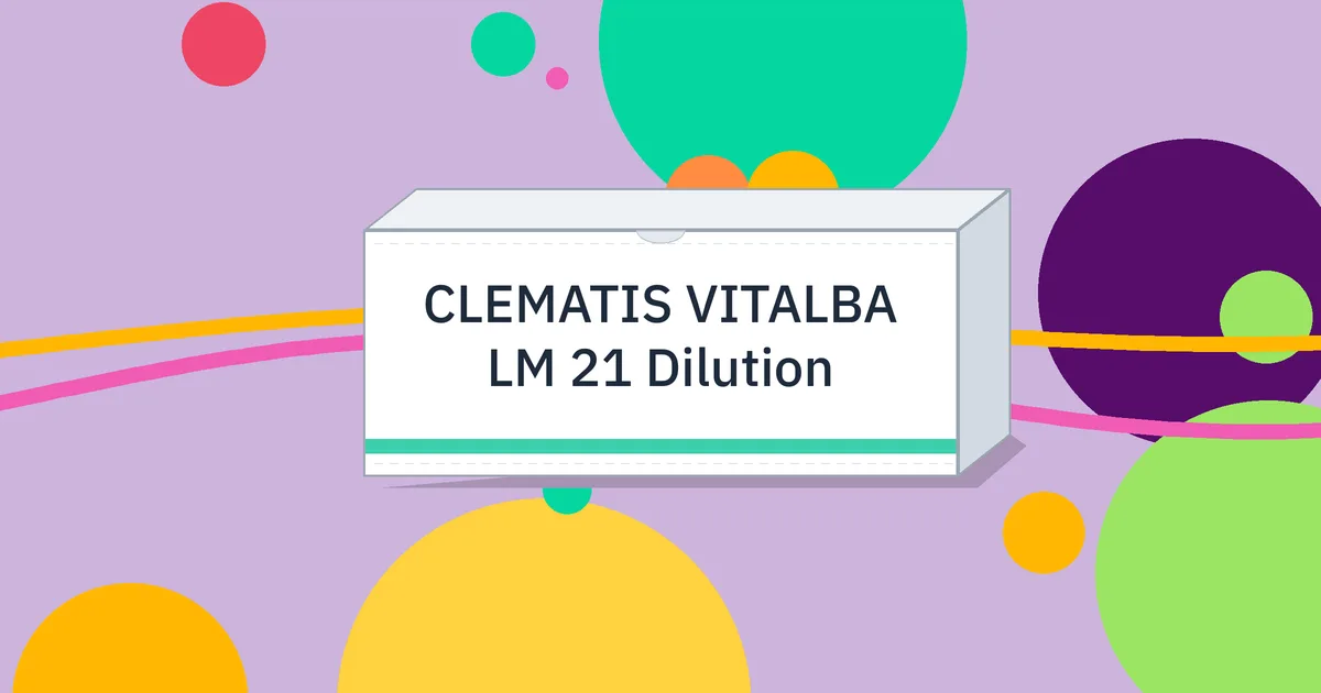 Symbolbild: Packung mit der Aufschrift CLEMATIS VITALBA LM 21 Dilution (PZN 13447470) – Verfügbarkeit und Bezug in Apotheken in Frankfurt am Main