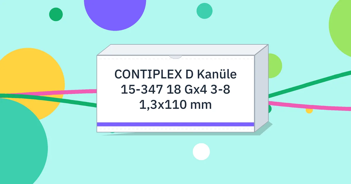 Symbolbild: Packung mit der Aufschrift CONTIPLEX D Kanüle 15-347 18 Gx4 3-8 1,3x110 mm (PZN 14138222) – Verfügbarkeit und Bezug in Apotheken in Frankfurt am Main