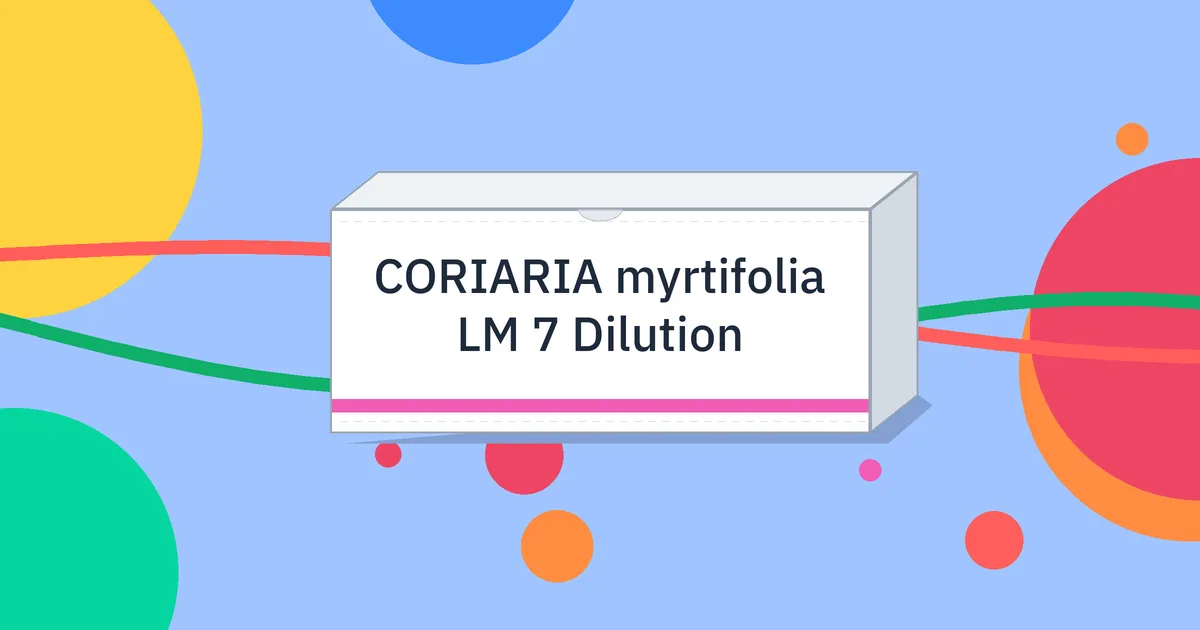 Symbolbild: Packung mit der Aufschrift CORIARIA myrtifolia LM 7 Dilution (PZN 13451603) – Verfügbarkeit und Bezug in Apotheken in Frankfurt am Main