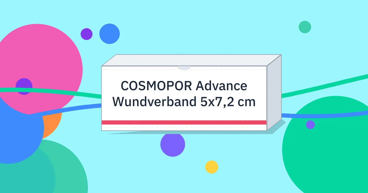 Symbolbild: Packung mit der Aufschrift COSMOPOR Advance Wundverband 5x7,2 cm (PZN 19699445) – Verfügbarkeit und Bezug in Apotheken in Frankfurt am Main