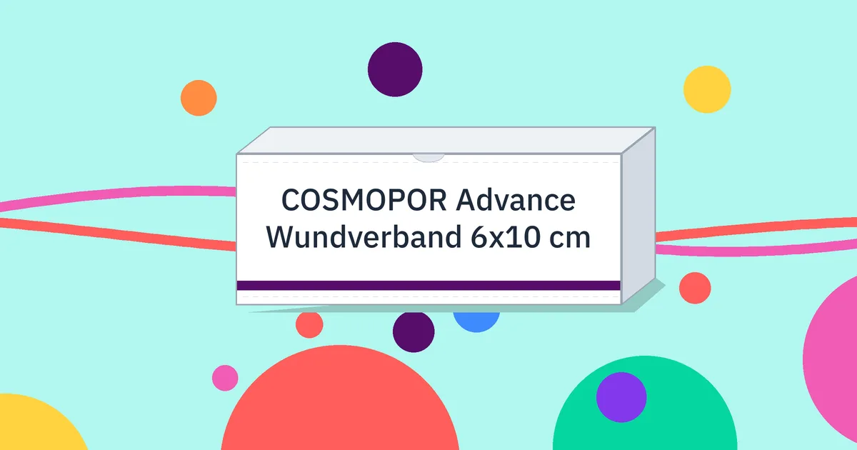 Symbolbild: Packung mit der Aufschrift COSMOPOR Advance Wundverband 6x10 cm (PZN 19730385) – Verfügbarkeit und Bezug in Apotheken in Frankfurt am Main