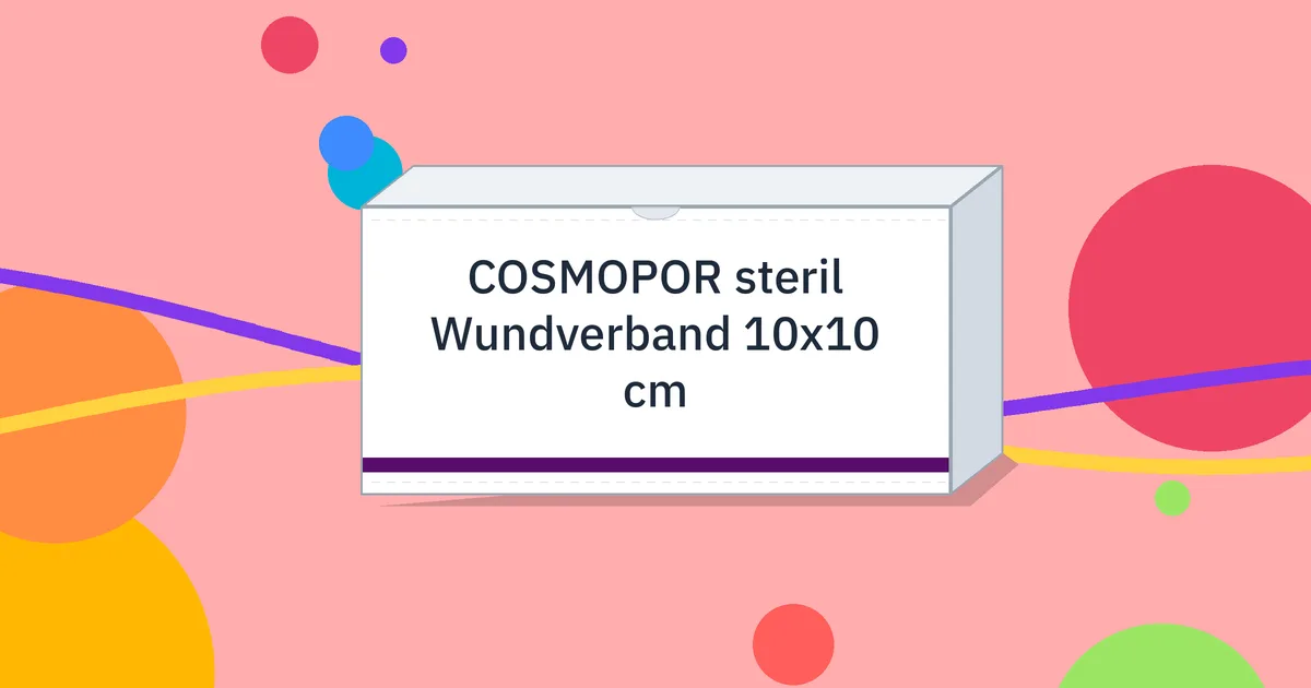 Symbolbild: Packung mit der Aufschrift COSMOPOR steril Wundverband 10x10 cm (PZN 19761109) – Verfügbarkeit und Bezug in Apotheken in Frankfurt am Main